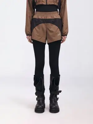 Balenciaga High-waist Technical Fabric Shorts With Contrasting Logo - Camel
