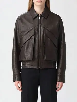 Magda Butrym Cropped Sheepskin Leather Jacket With Dropped Shoulders