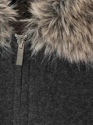 SEMICOUTURE Arabel Short Wool Coat With Fur Collar And Zip