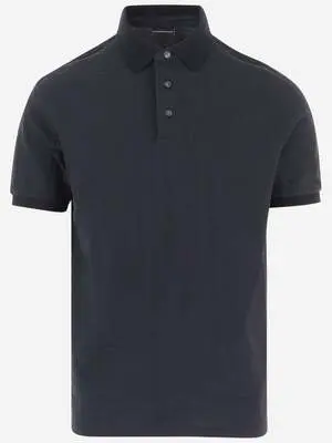 Emporio Armani Cotton Polo Shirt With Logo - Navy