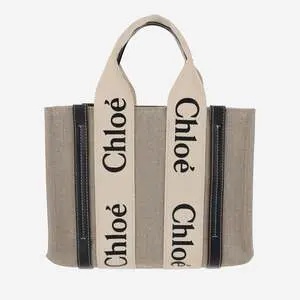 Chloé Small Woody Linen Tote Bag