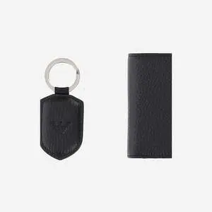 Emporio Armani Wallet And Key Chain Set With Logo