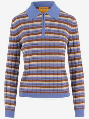 Guest In Residence Striped Silk And Linen Sweater - Multi