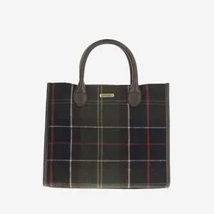 Barbour Barrhill Tote Bag In Wool Blend With Check Pattern