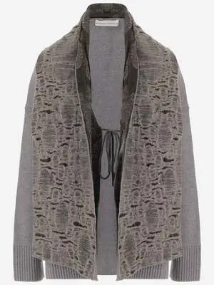 NICCOLO PASQUALETTI Open Front Wool And Cashmere Sweater With Embroidered Shawl