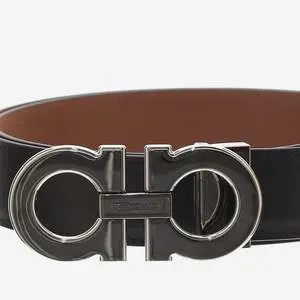 FERRAGAMO Reversible Leather Belt With Hooks - Multi