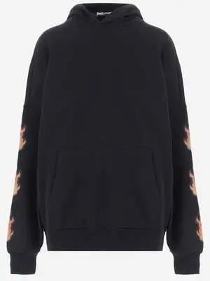 Just Cavalli Cotton Sweatshirt With Rhinestones - Black