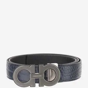 FERRAGAMO Reversible Leather Belt With Hooks - Multi