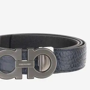 FERRAGAMO Reversible Leather Belt With Hooks
