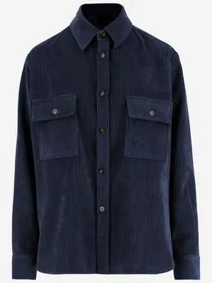 F.IT Ribbed Stretch Nylon Blend Shirt - Navy
