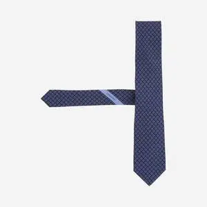 FERRAGAMO Silk Tie With Patterned Design - Navy