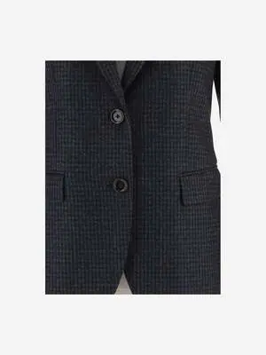 LARDINI Wool Blend Jacket With Layers And Check Pattern