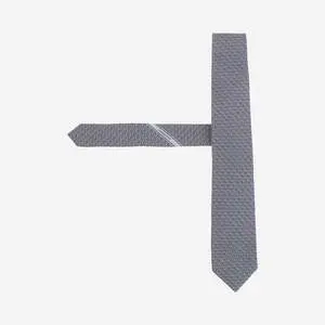 FERRAGAMO Silk Tie With Patterned Design Grey