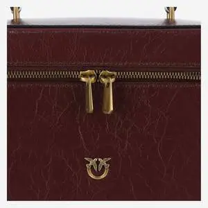 Pinko Leather Vanity Bag With Logo - Brown