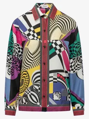 Versace Silk Shirt With Geometric Print