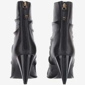 Pinko Embossed Leather Ankle Boots It