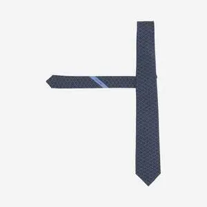 FERRAGAMO Silk Tie With Patterned Design - Navy