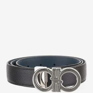FERRAGAMO Reversible Leather Belt With Hooks