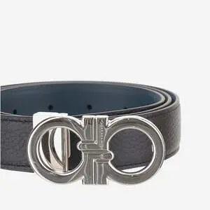 FERRAGAMO Reversible Leather Belt With Hooks