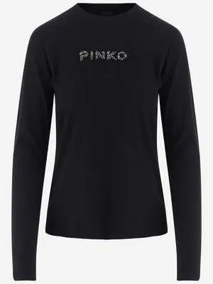 Pinko Long Sleeved Cotton T Shirt With Logo