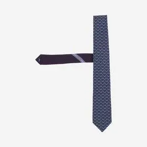 FERRAGAMO Silk Tie With Patterned Design - Navy