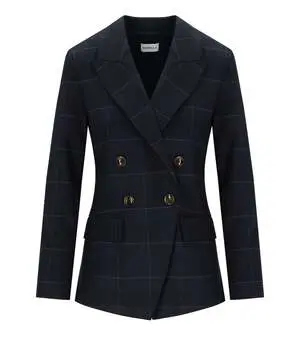 Marella Navy Check Efedra Double Breasted Blazer