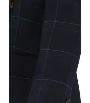 Marella Navy Check Efedra Double Breasted Blazer