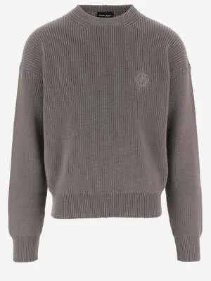 Giorgio Armani Wool Sweater With Logo - Grey
