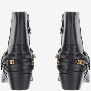 Pinko Leather Ankle Boots With Logo