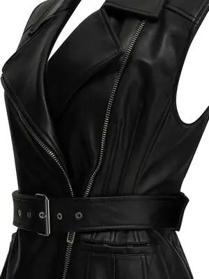Max Mara Sleeveless Leather Jacket