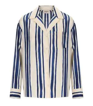 Max Mara Corona Striped Blue And White Shirt - Ivory