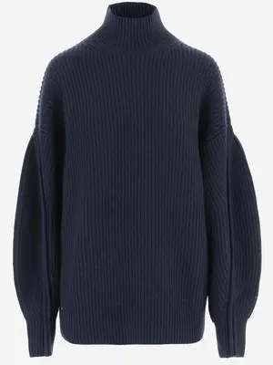 Carven Ribbed Cashmere Sweater With High Neck