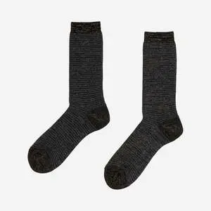 ANT45 Ribbed Cotton Blend Socks With Metallic Thread - Black