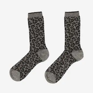 ANT45 Stretch Cotton Blend Socks With Animal Print Grey