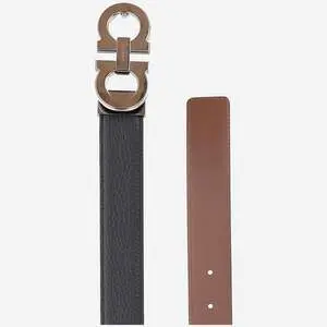 FERRAGAMO Reversible Leather Belts With Two Interchangeable Covers