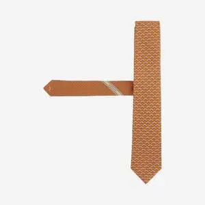 FERRAGAMO Silk Tie With Patterned Design - Orange