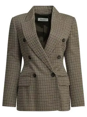 Max Mara Double Breasted Houndstooth Blazer