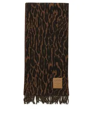 GANNI Scarf With Fringes And Logo