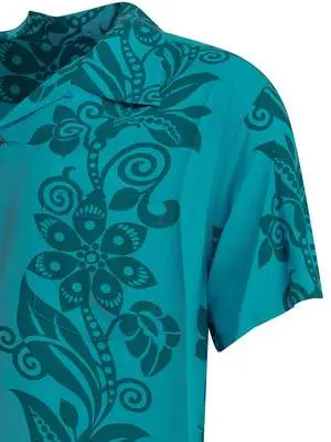 SUN SURF Pictograph Flower' Casual Shirt - Light Blue