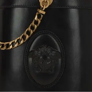 Versace Leather Bucket Bag - Black