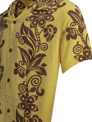 SUN SURF Pictograph Flower' Casual Shirt - Yellow