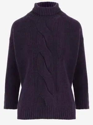 Bruno Manetti Cable Knit Sweater In Wool And Cashmere - Viola