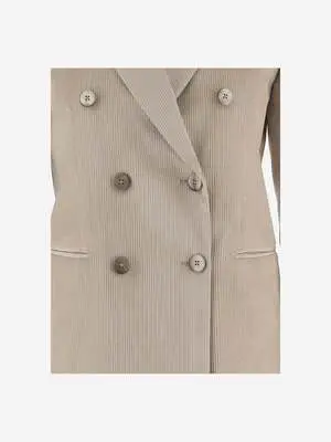 LARDINI Double Breasted Cotton And Stretch Viscose Jacket
