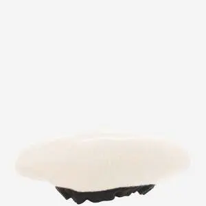 PATOU Wool Beanie With Grosgrain Bow Ivory
