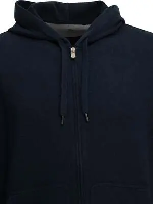 Brunello Cucinelli Cashmere And Cotton Zip Up Sweatshirt - Blue