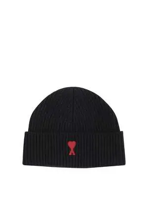 AMI Paris Merino Wool Beanie - Black