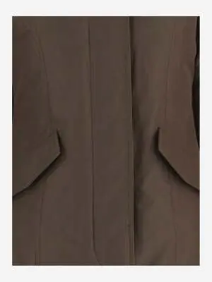 Woolrich Hooded Jacket In Cotton Blend - Pinecone