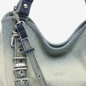 DIESEL® D One” Cotton Denim Handbag - Denim Washed