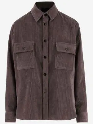 F.IT Ribbed Stretch Nylon Blend Shirt - Brown