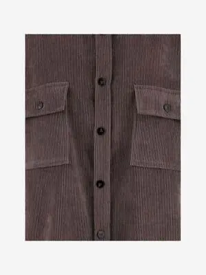 F.IT Ribbed Stretch Nylon Blend Shirt - Brown